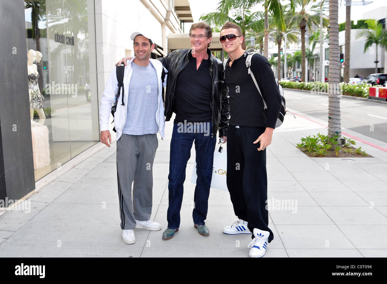David Hasselhoff poses for photographs with fans whilst out shopping ...
