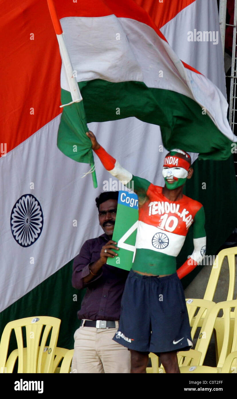 Indian cricket fan Day 2 of the England and India 1st Test cricket game ...