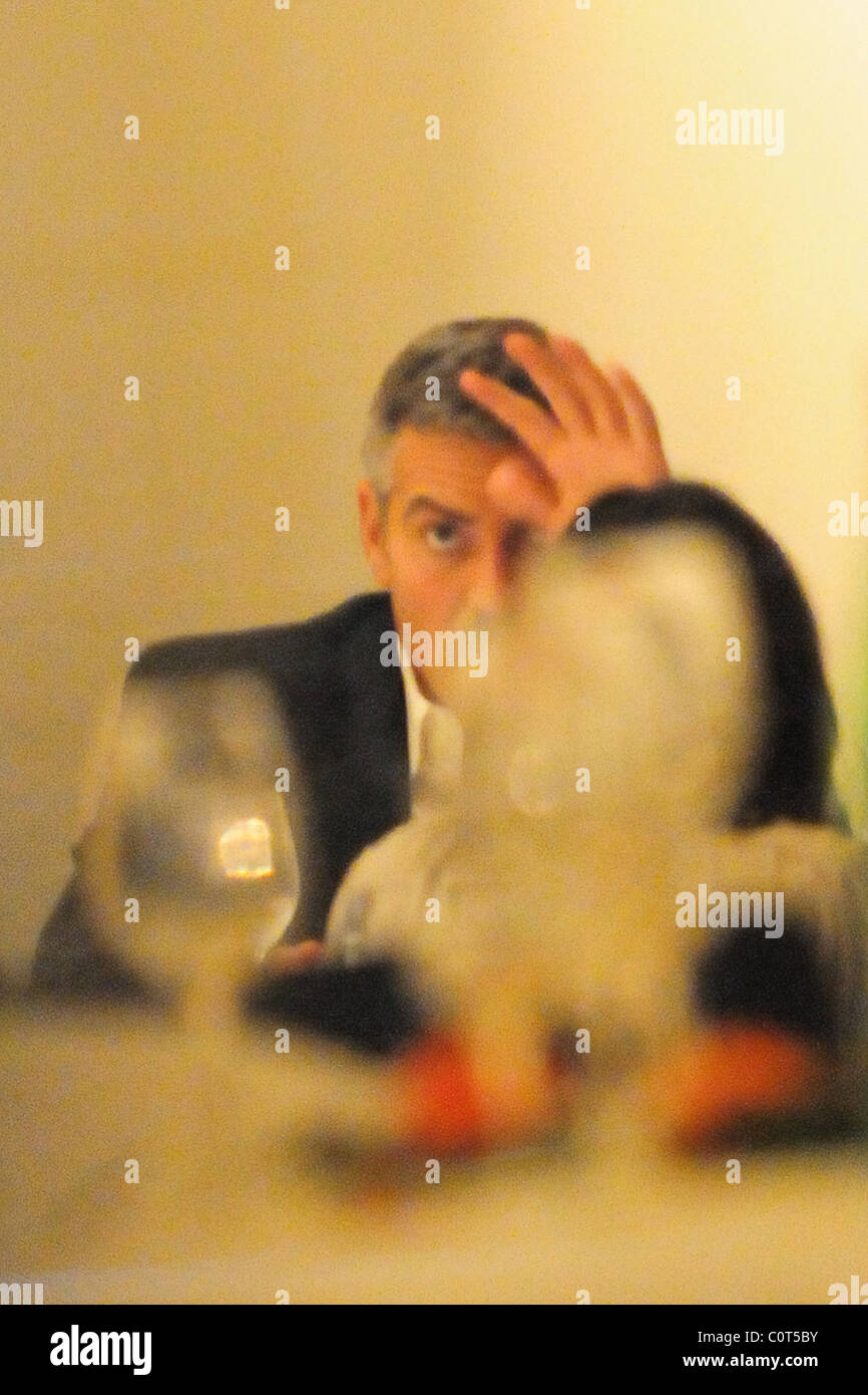 George Clooney having dinner at Bocca di Bacco restaurant after German ...