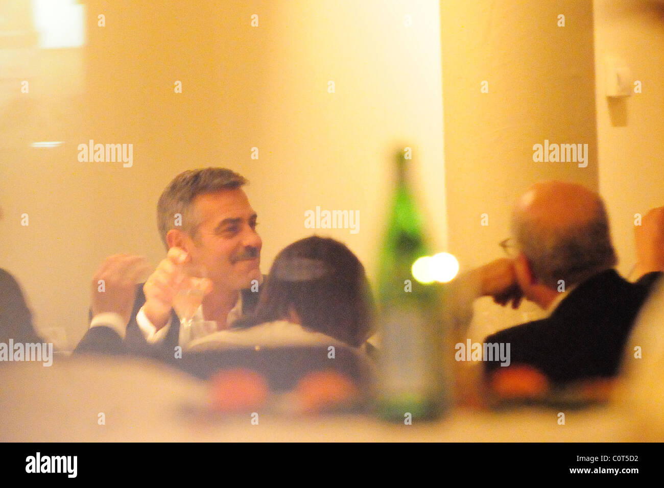 George Clooney having dinner at Bocca di Bacco restaurant after German ...