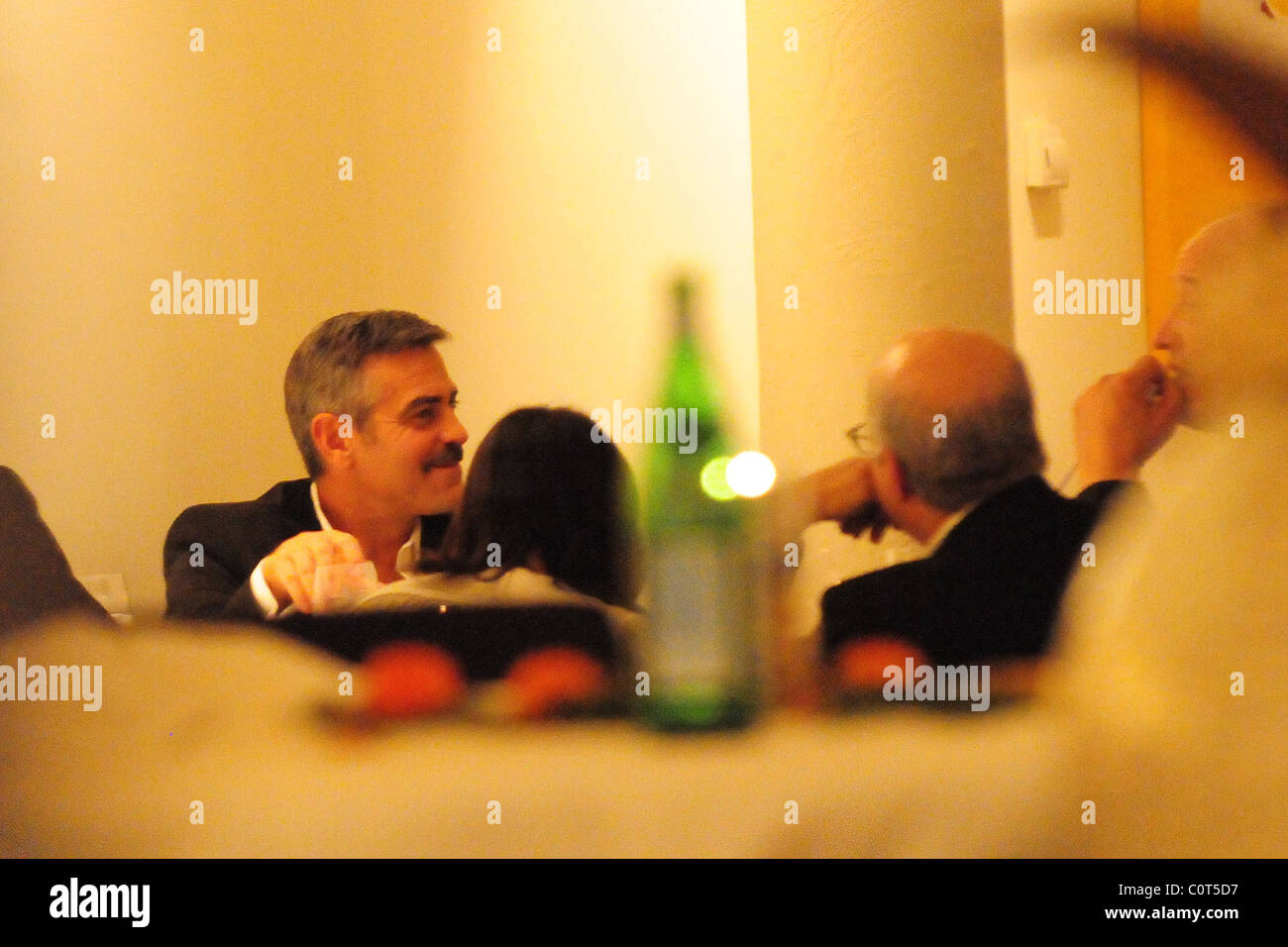 George Clooney having dinner at Bocca di Bacco restaurant after German ...