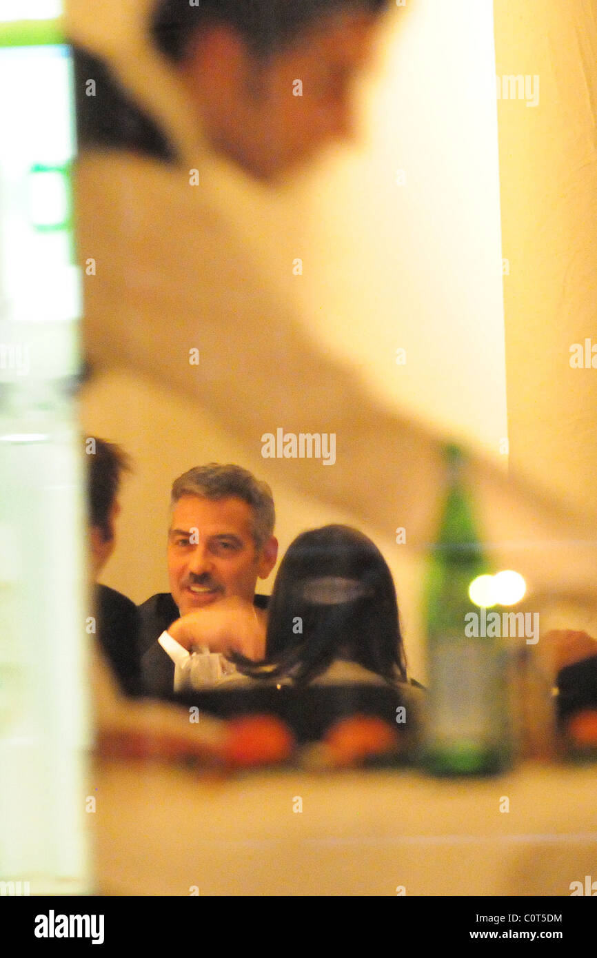 George Clooney having dinner at Bocca di Bacco restaurant after German ...