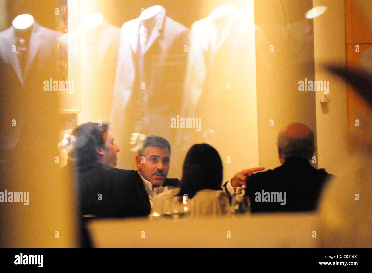 George Clooney having dinner at Bocca di Bacco restaurant after German ...