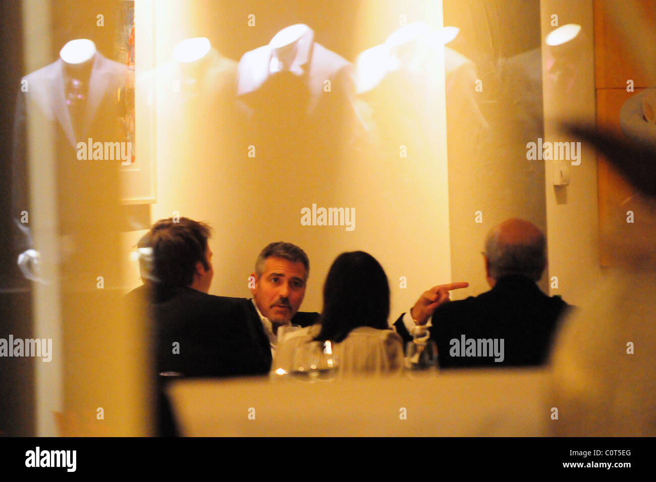 George Clooney having dinner at Bocca di Bacco restaurant after German ...