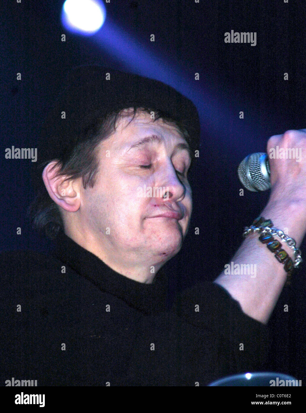 The Pogues singer Shane MacGowan performing live at the King's Hall ...