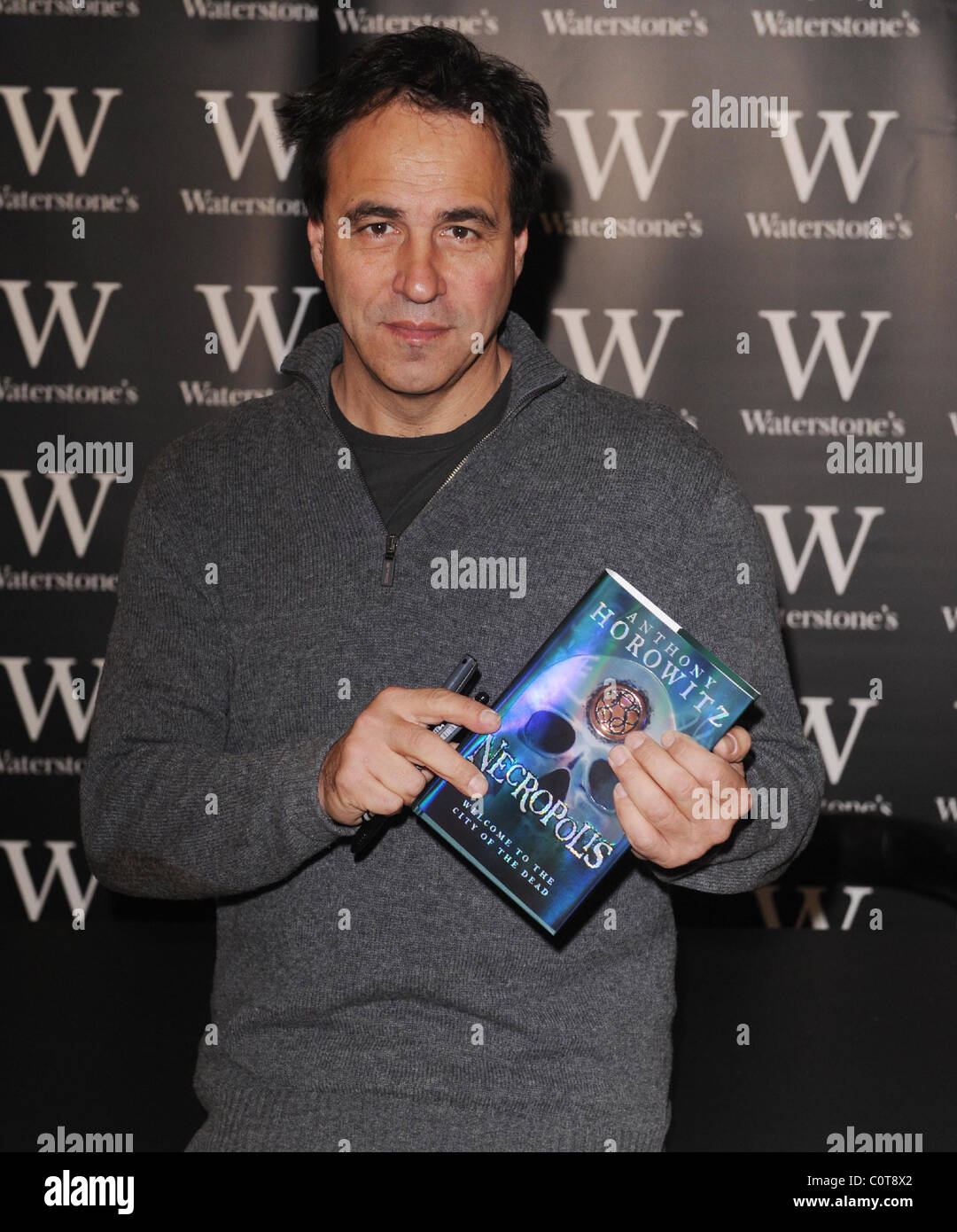 Anthony Horowitz signing copies of his book 'Necropolis' at Waterstones ...