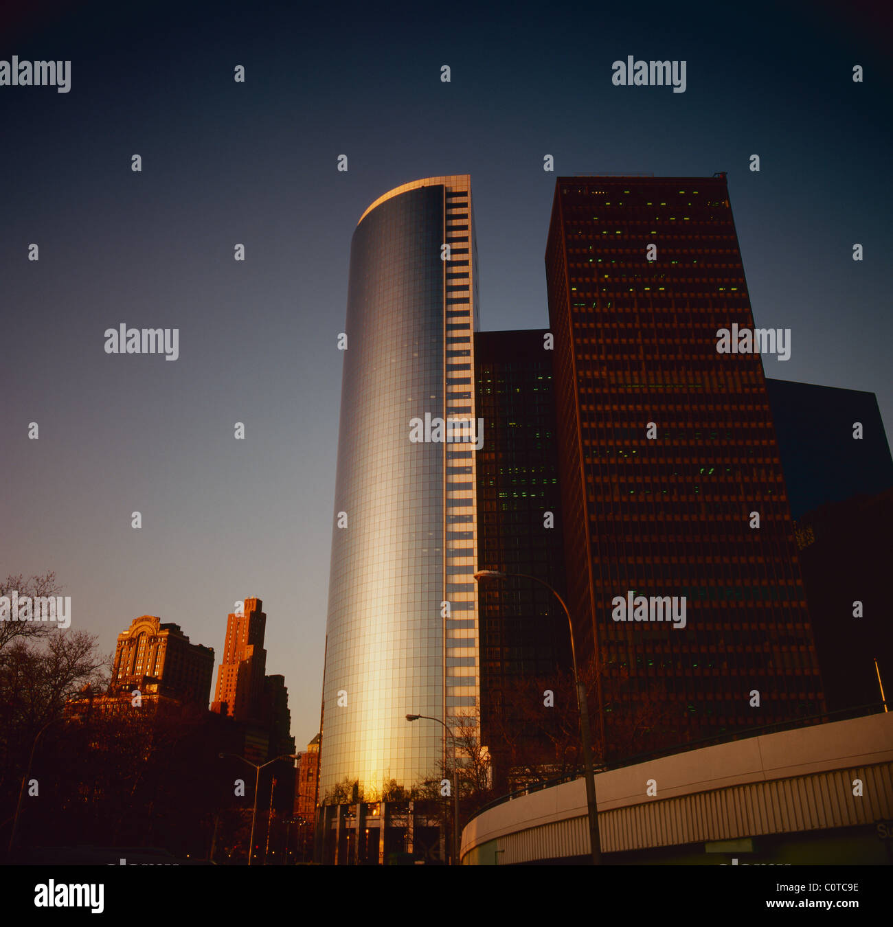 Downtown Houston skyscraper glowing at sunset Stock Photo - Alamy