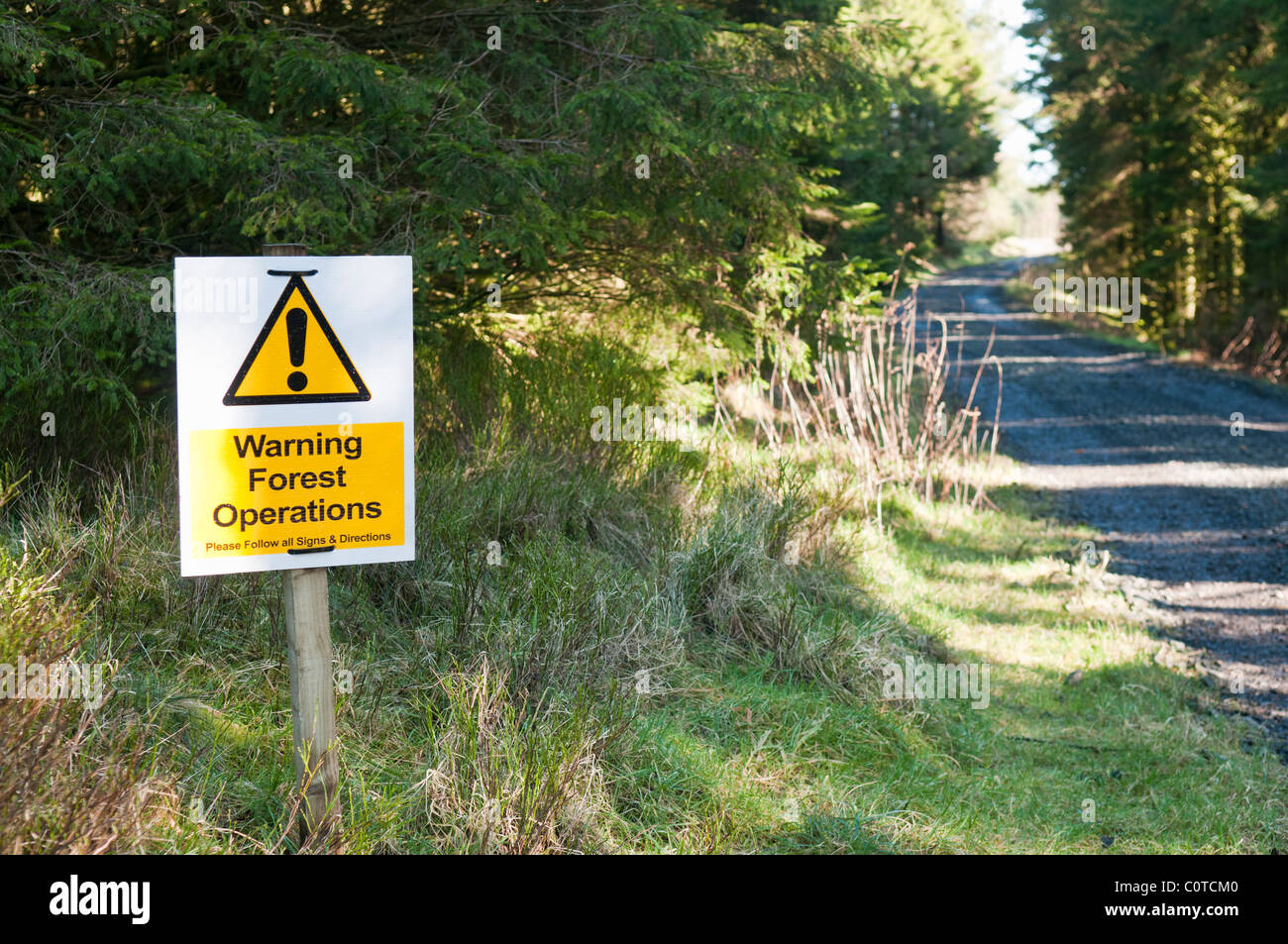 Warning forest operations sign hi-res stock photography and images - Alamy