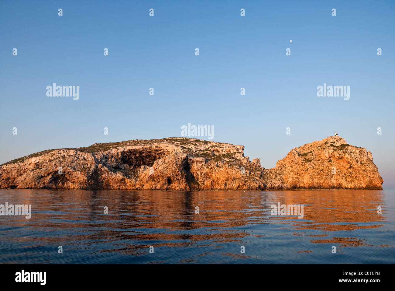 Cabrera island rocks at sunrise. National marine reserve protect area ...