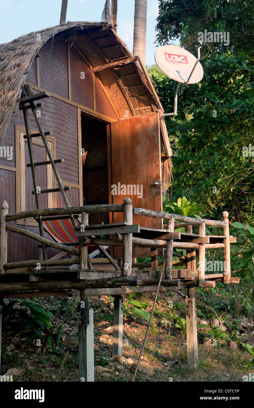 Beach Hut with Satellite Dish, near Lonely Beach, Ko Chang, Thailand ...