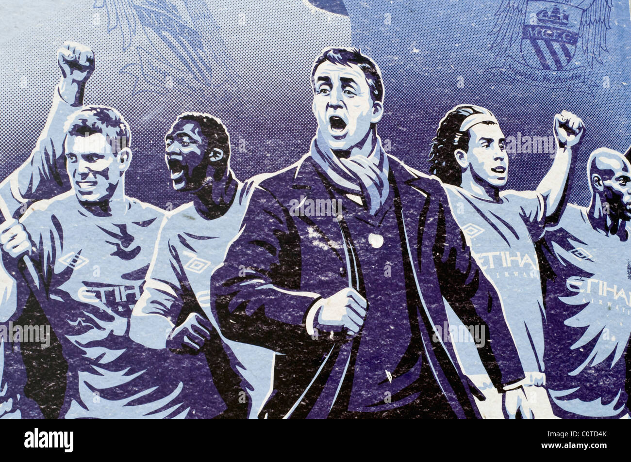 Detail of a large artwork on an exterior wall at Manchester City's ...