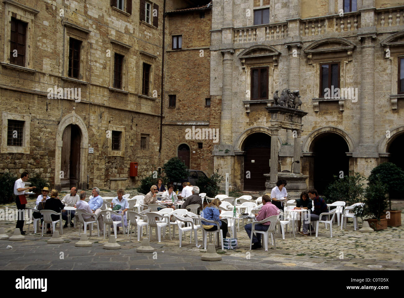 Italy Tuscany Montepulciano cafe in town square Stock Photo - Alamy
