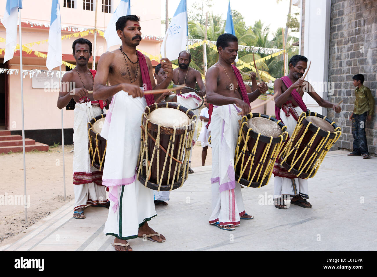 Indian Drummers Traditional South Indian Drummers Performing On