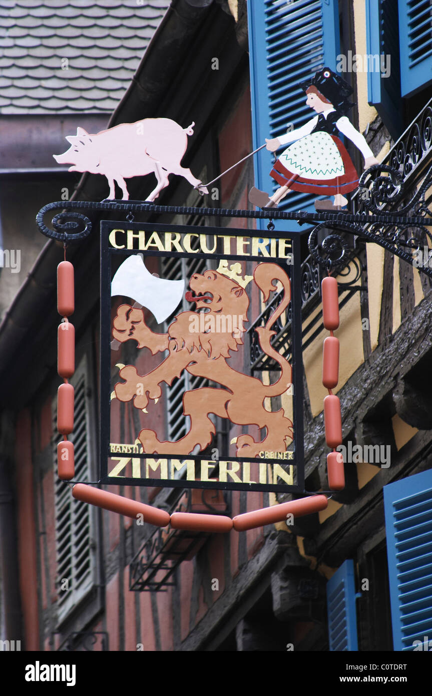 wrought iron sign colmar alsace france Stock Photo - Alamy
