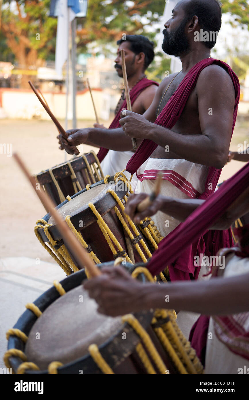 Traditional Indian drummers, Kochi, Kerala, india Stock Photo - Alamy