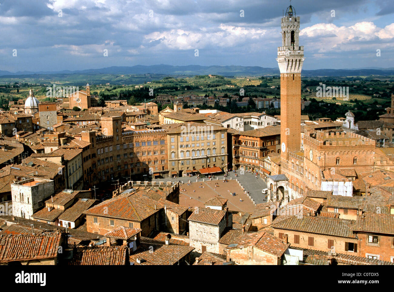 Italy Tuscany Siena aerial view Campo Stock Photo - Alamy