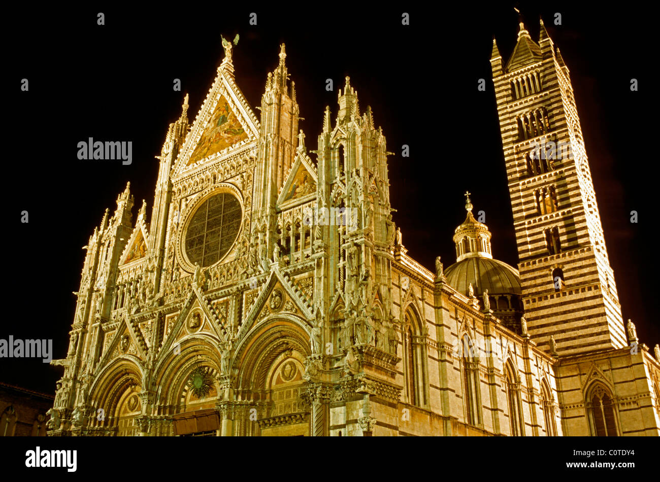 Duomo Cathedral Campanile at night Siena Tuscany Italy Stock Photo - Alamy