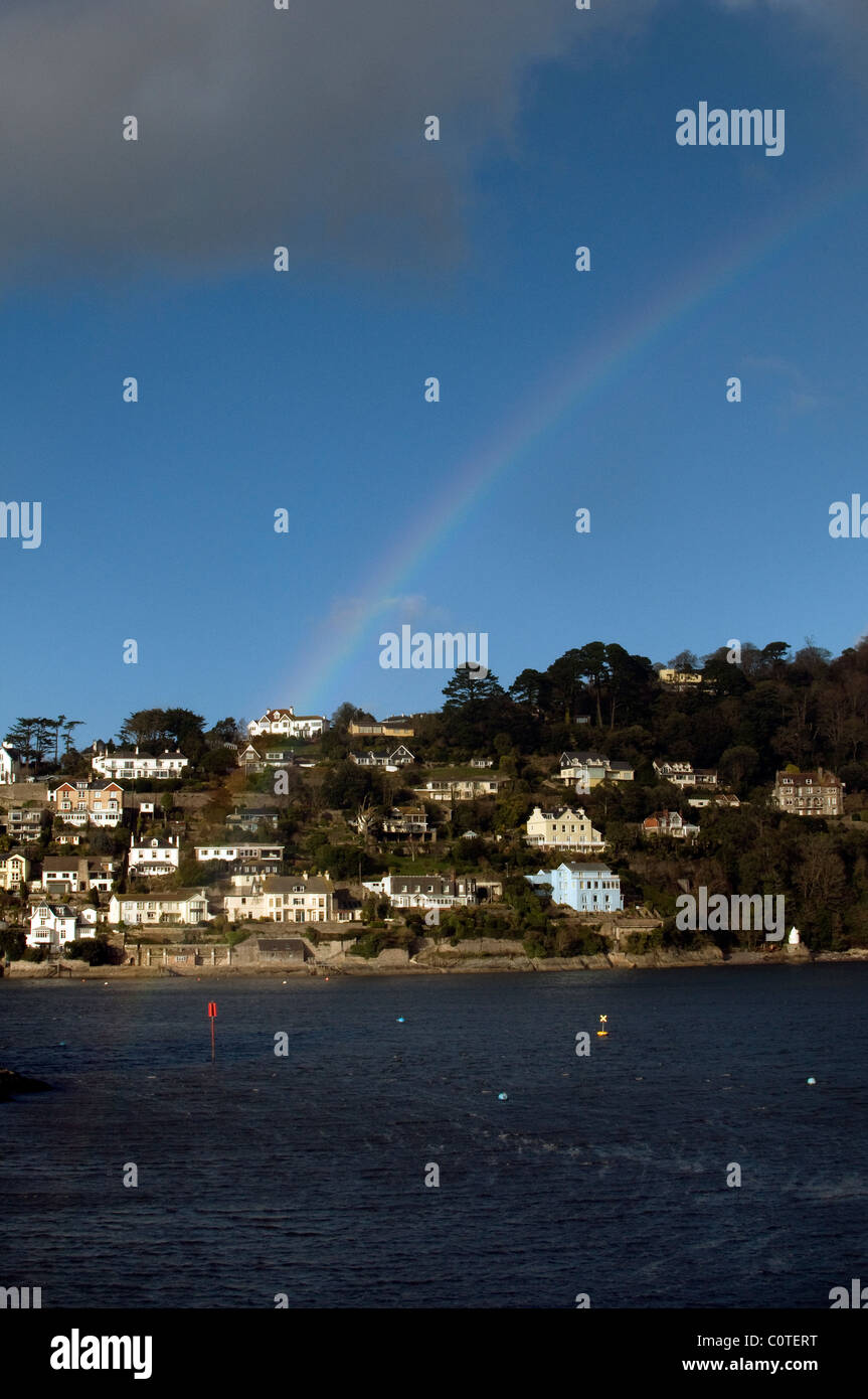 Rainbow over Kingswear and River Dart, Kingswear, Dartmouth, Harbour ...