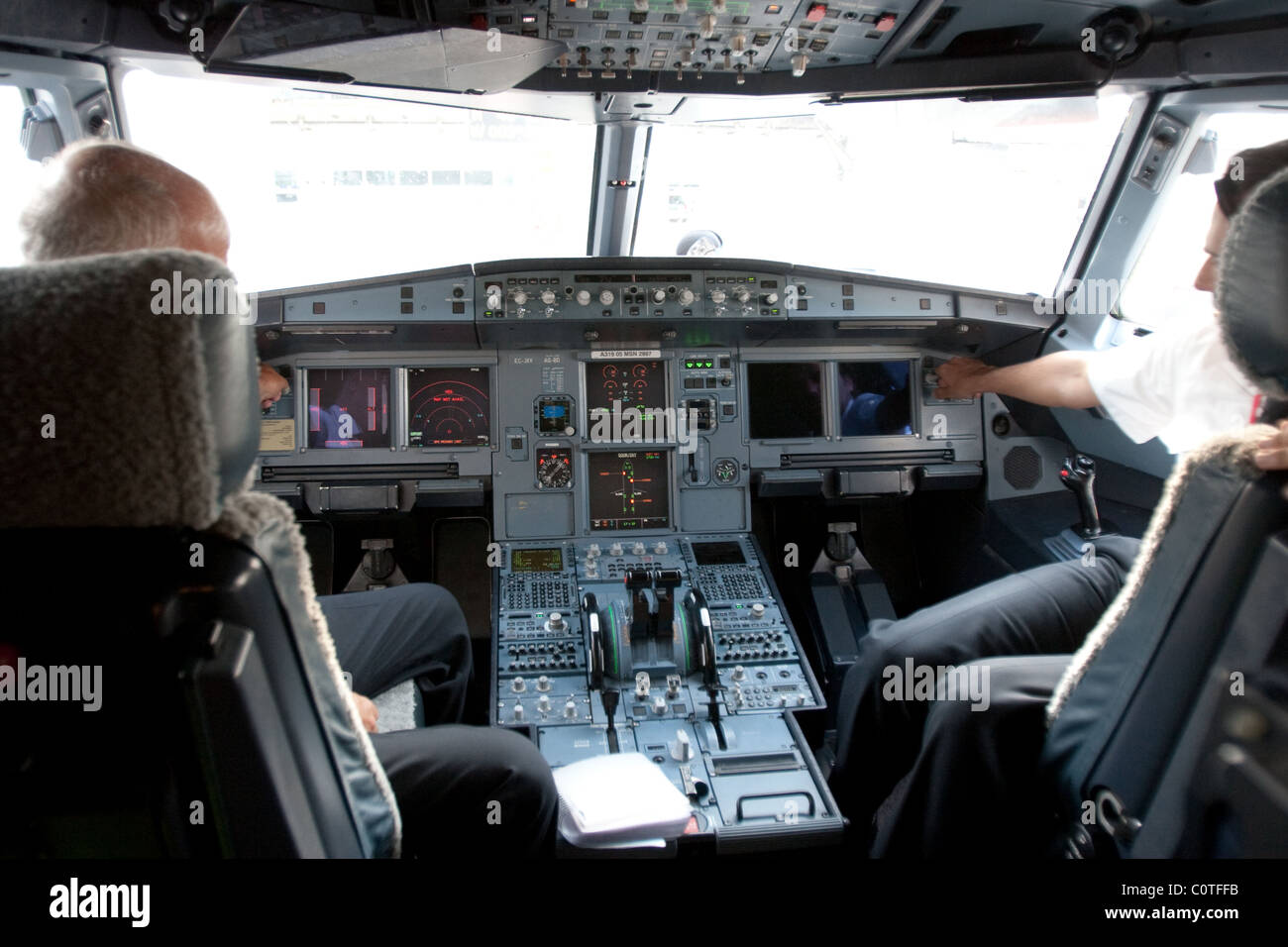 cockpit boing 747 aircraft airplane controlspilots check istruments ...