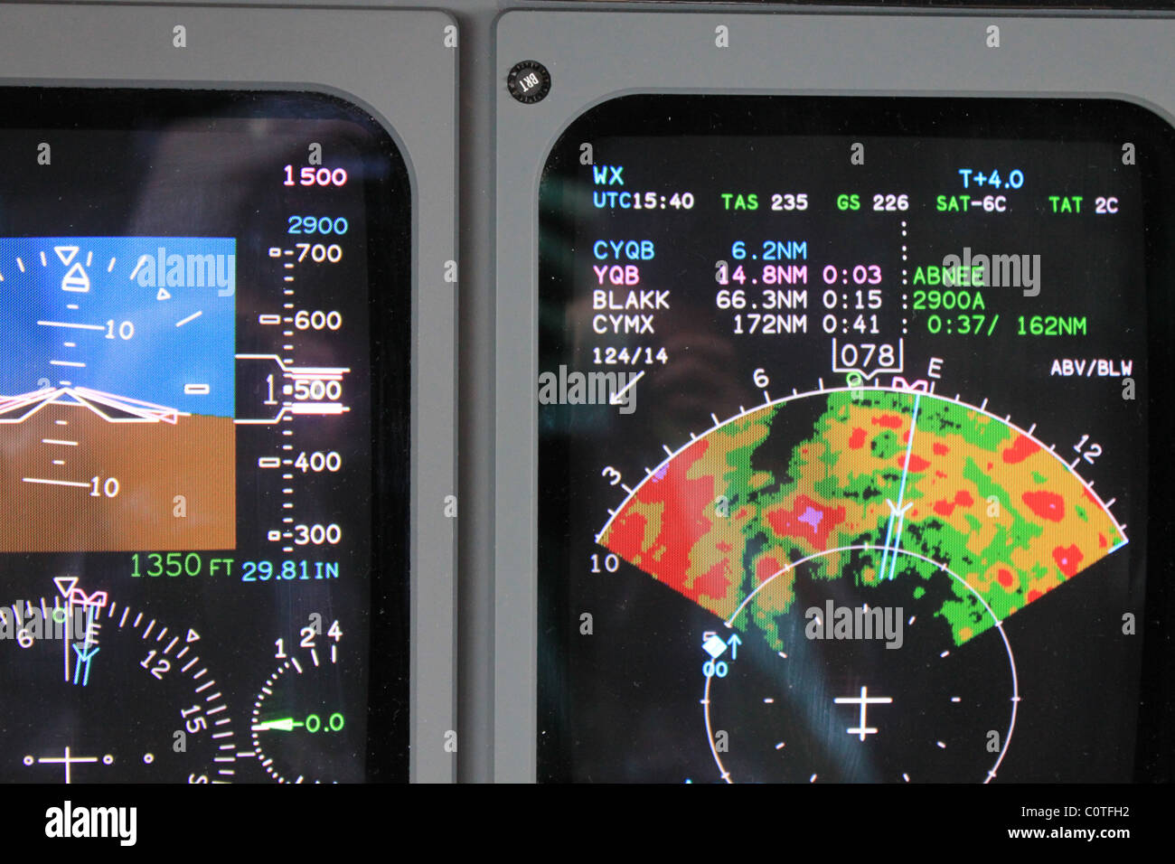 Lit airplane instrument panel Stock Photo - Alamy