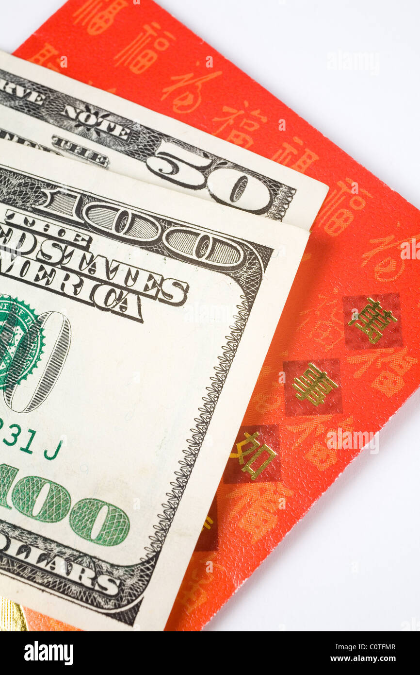 Chinese New Year Red Envelope and Dollars Stock Photo - Alamy