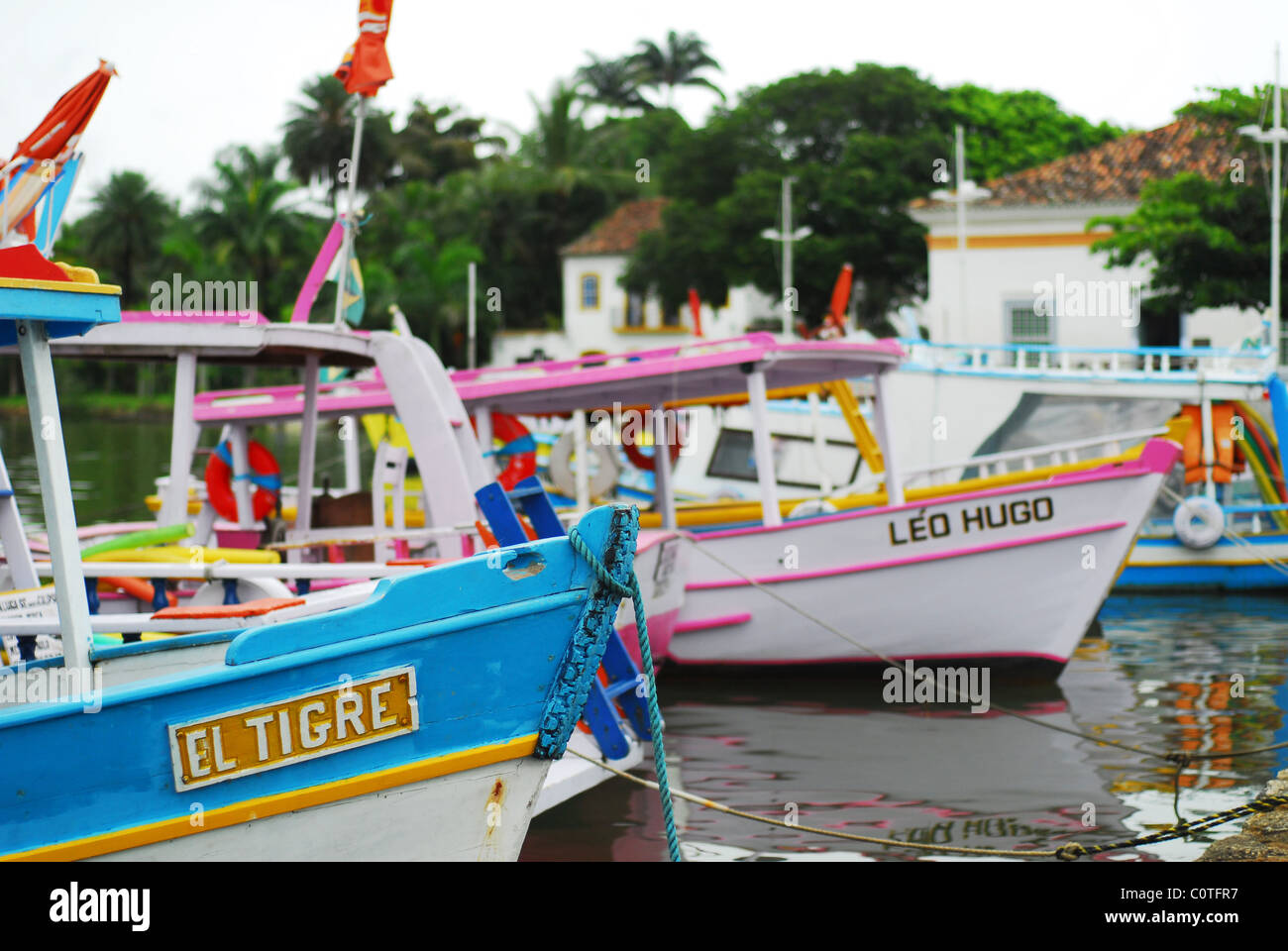 Street scene in the historic coastal town of Paraty in Rio de Janeiro ...