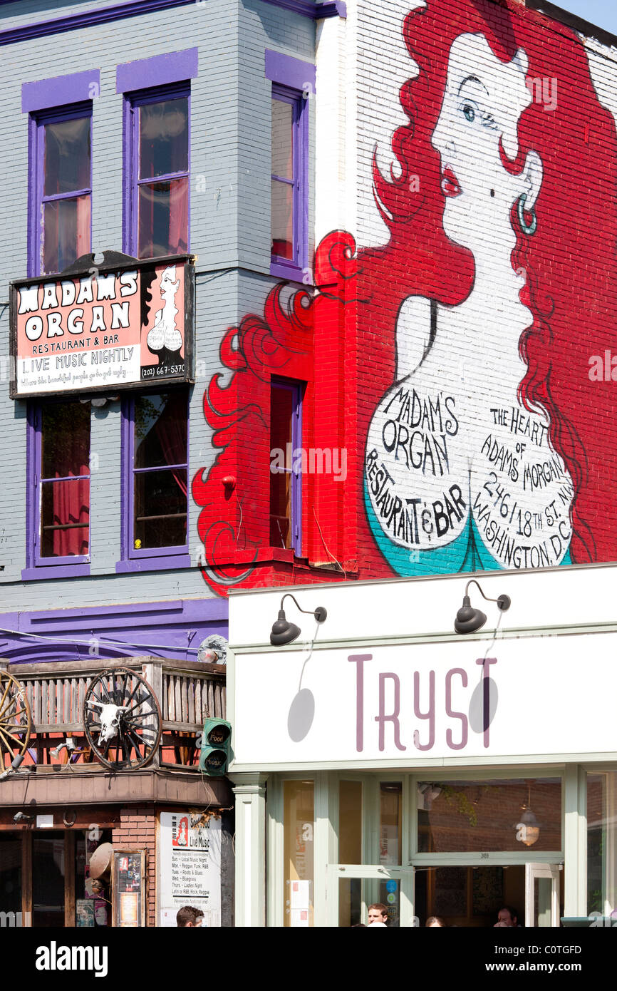 Landmark mural of club Madam's Organ on 18th Street NW in Adams Morgan ...