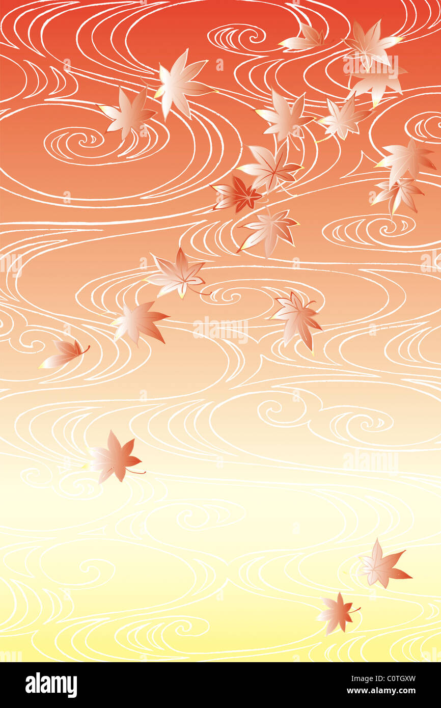 CG of Japanese Painting, Autumn Leaves Stock Photo - Alamy