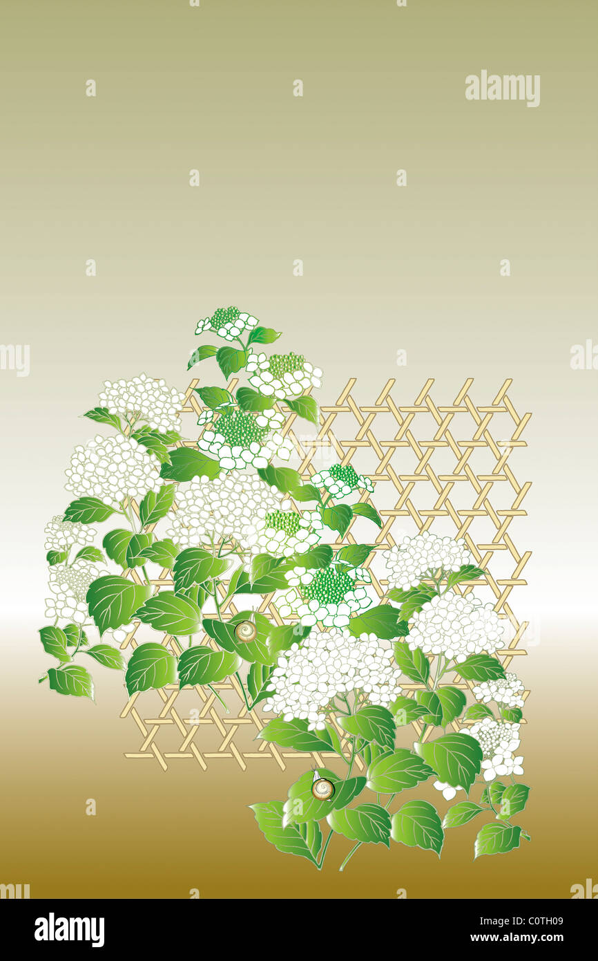 CG of Japanese Painting, Hydrangea Stock Photo - Alamy