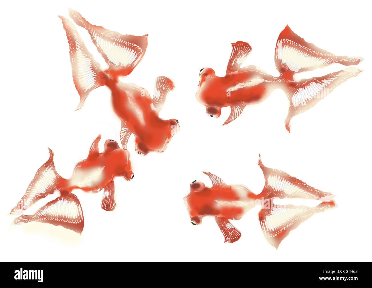 Pattern of Japanese Painting, Goldfish Stock Photo - Alamy