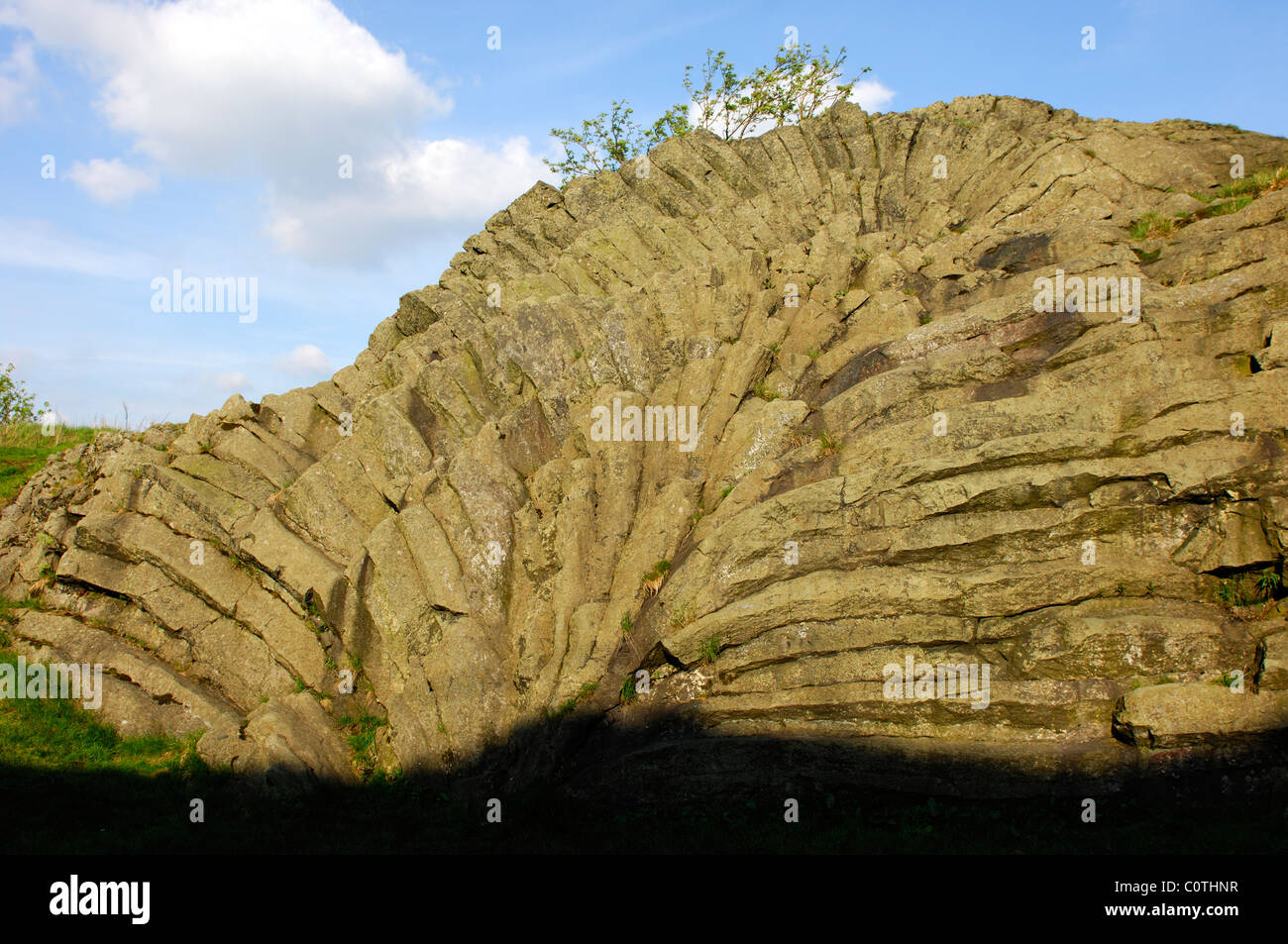 Geotope Palm frond, fan-shaped outcrop of basalt at Mt. Hirtstein ...