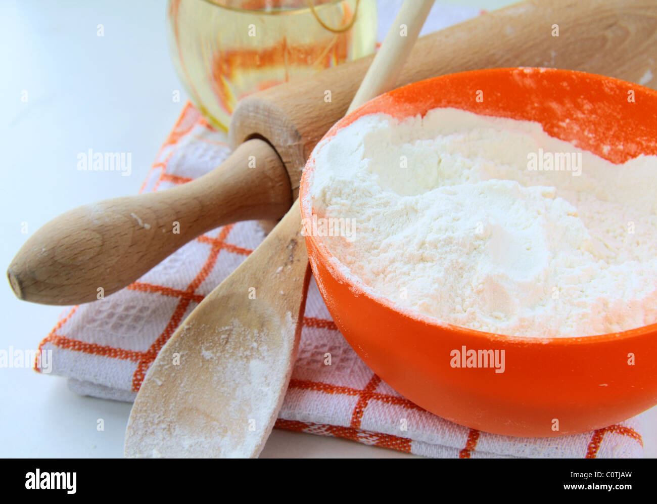 Basic baking ingredients eggs, flour Stock Photo - Alamy