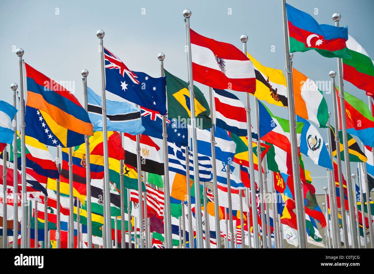 National flags at the Shanghai 2010 World Expo, Shanghai, China Stock ...