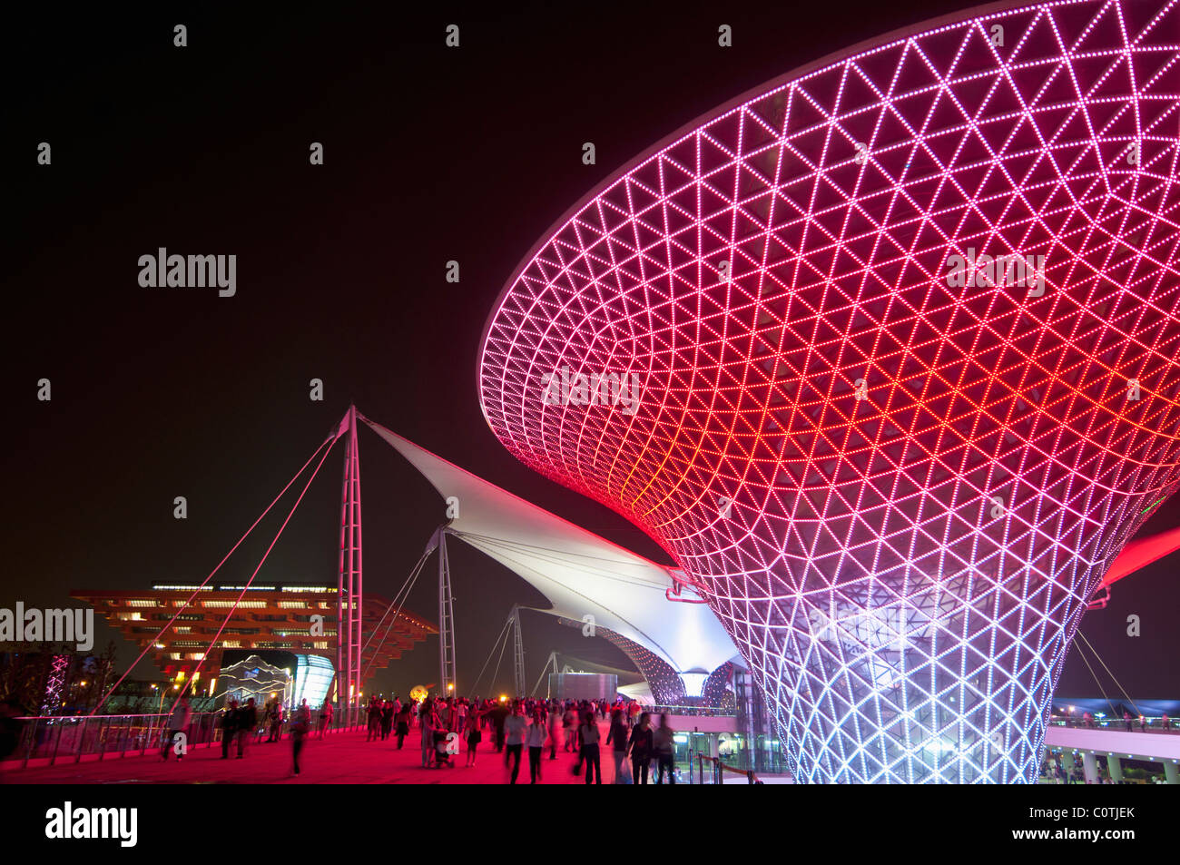 Night view of Shanghai 2010 World Expo with Chinese Pavilion and Expo ...