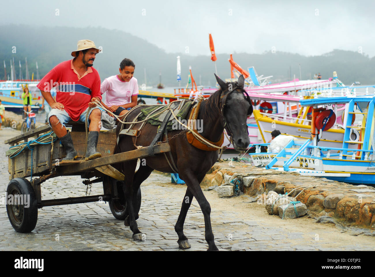 Street scene in the historic coastal town of Paraty in Rio de Janeiro ...