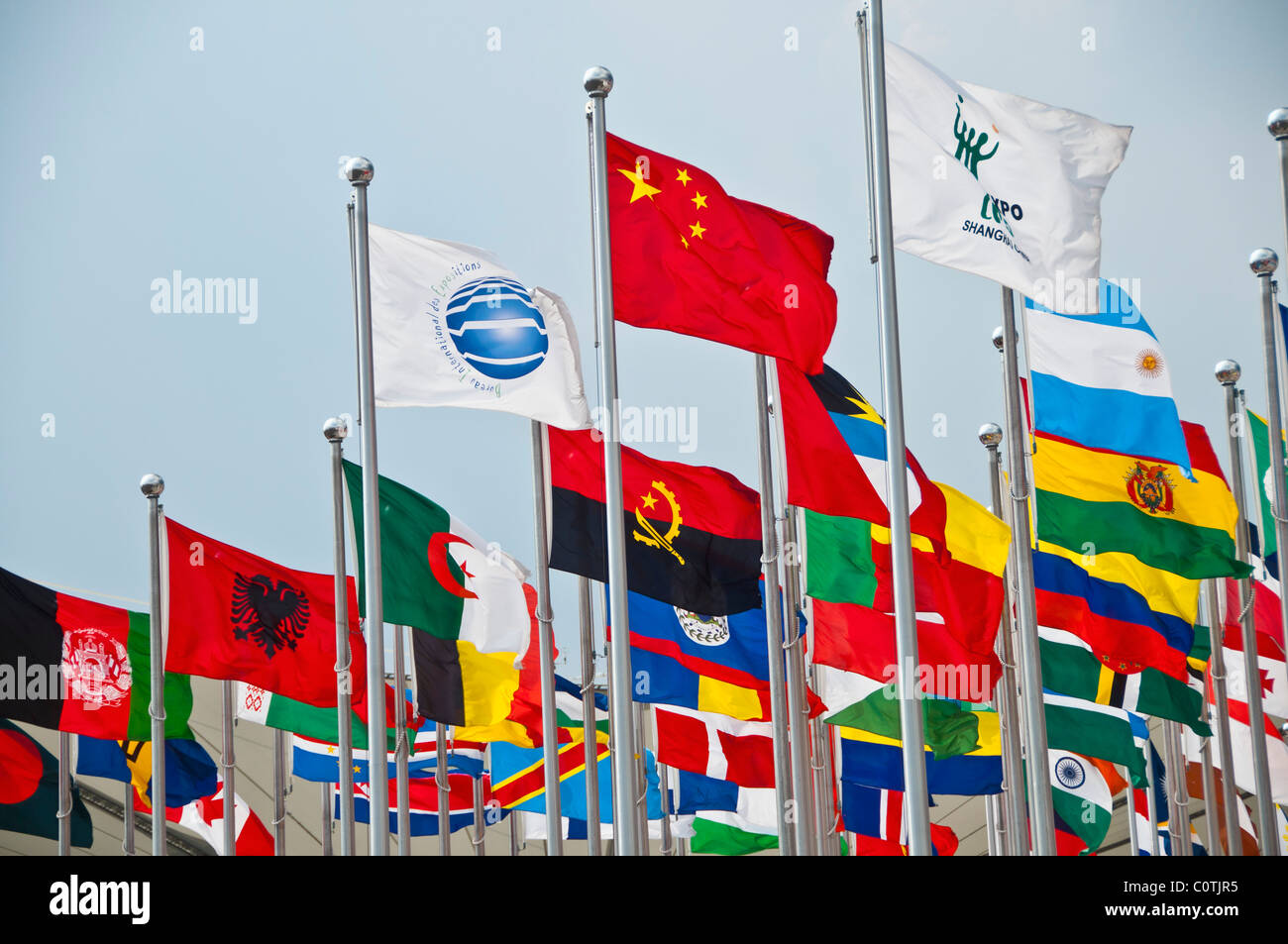 National flags at the Shanghai 2010 World Expo, Shanghai, China Stock ...