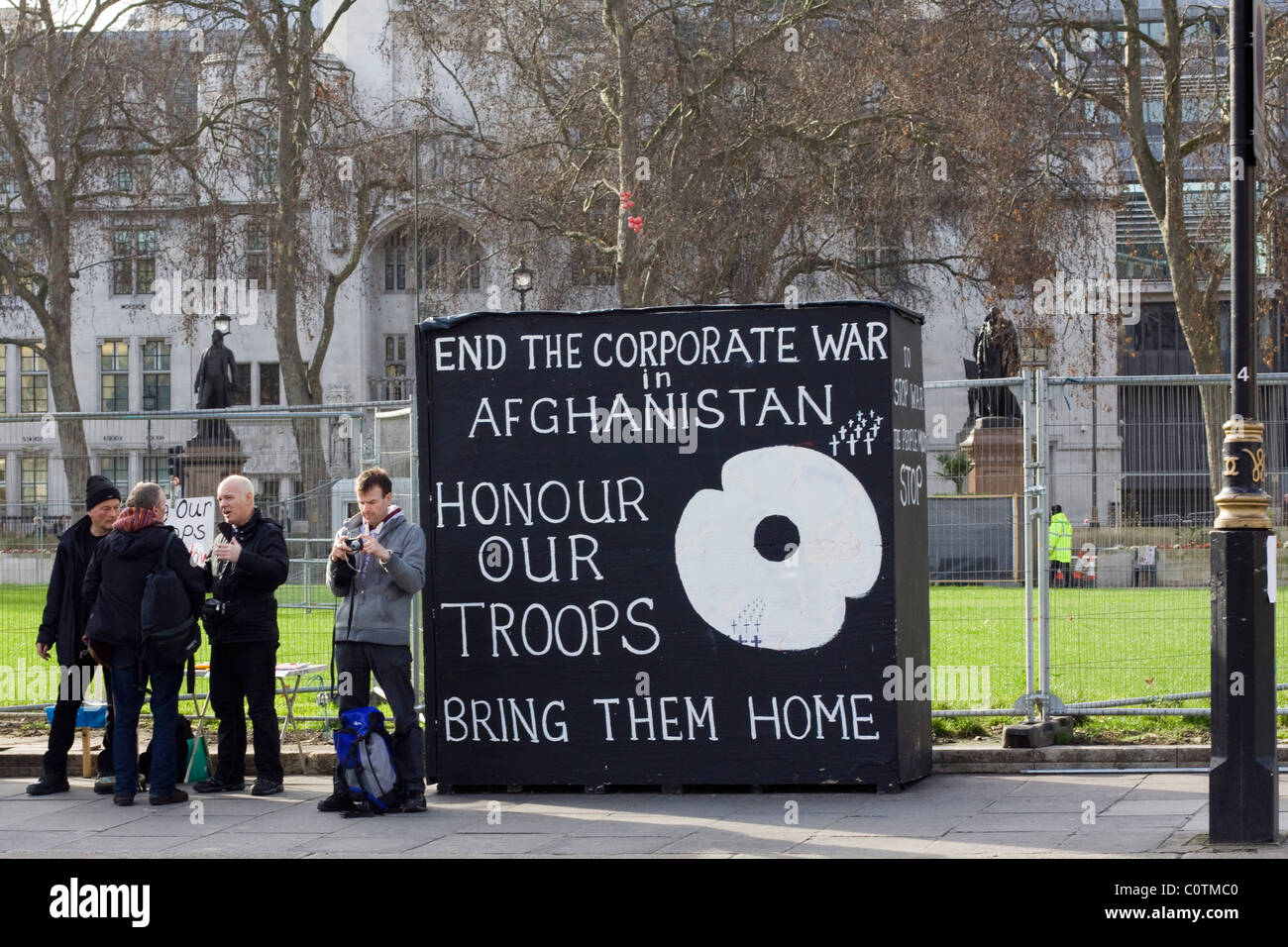 Protest Banners outside the Houses of Parliament in the City of London ...
