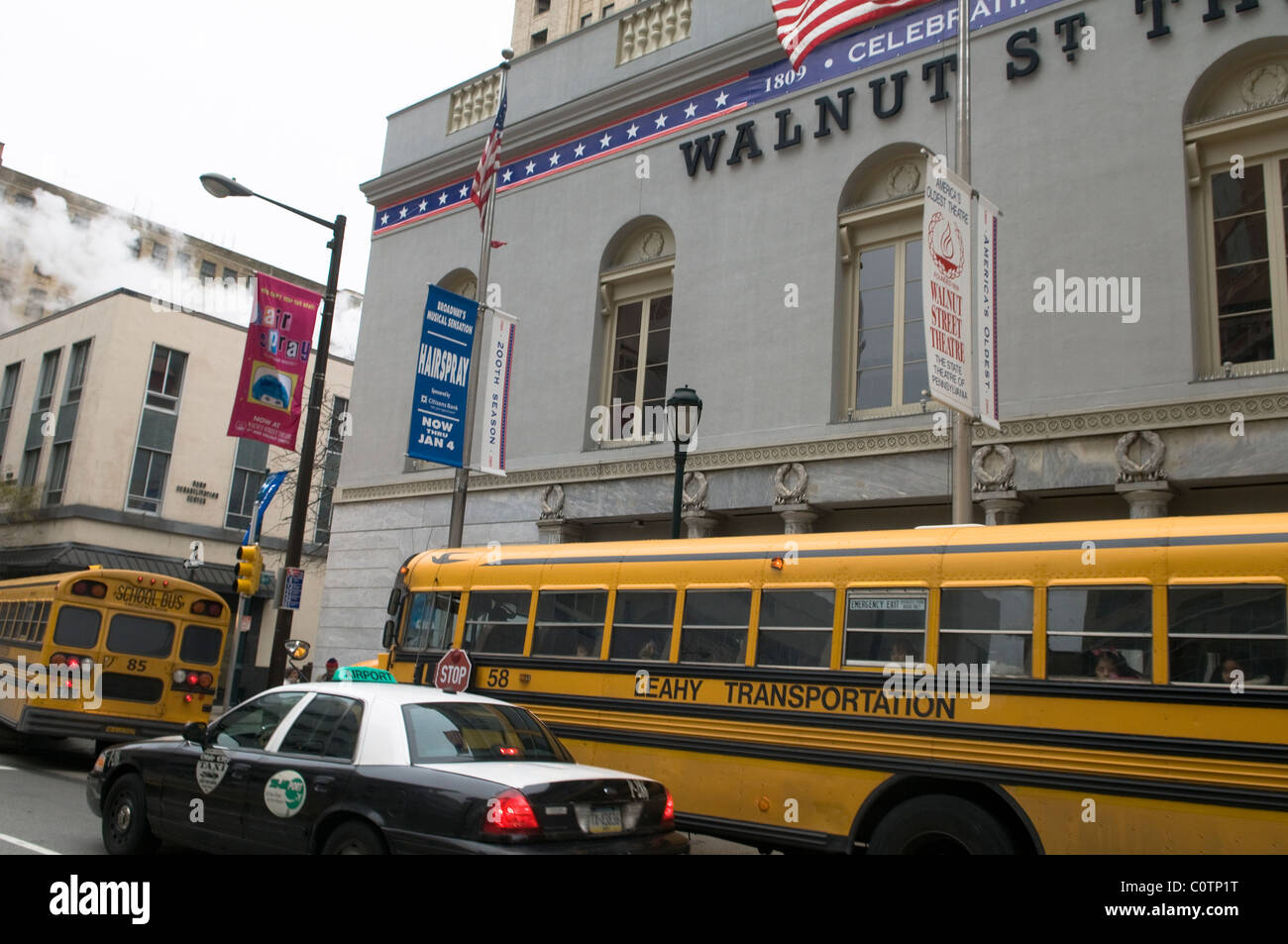 School buses in downtown Philadelphia Stock Photo - Alamy