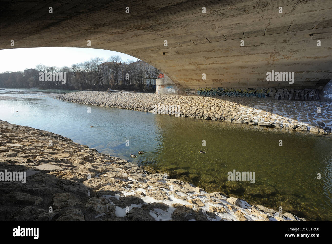 Under an Isar bridge in winter, Munich, Germany Stock Photo - Alamy