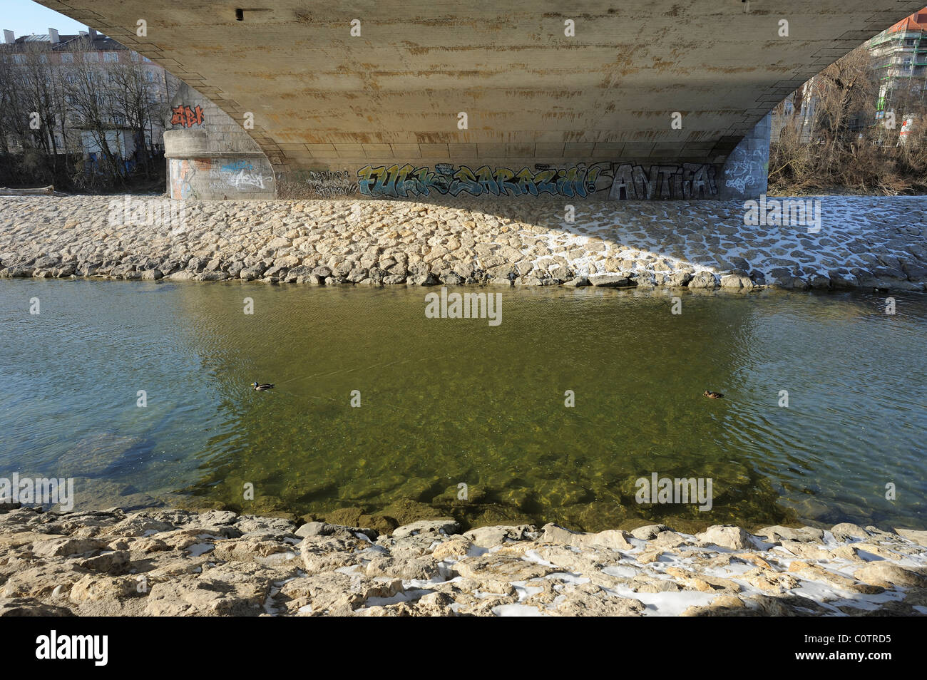 Under an Isar bridge in winter, Munich, Germany Stock Photo - Alamy