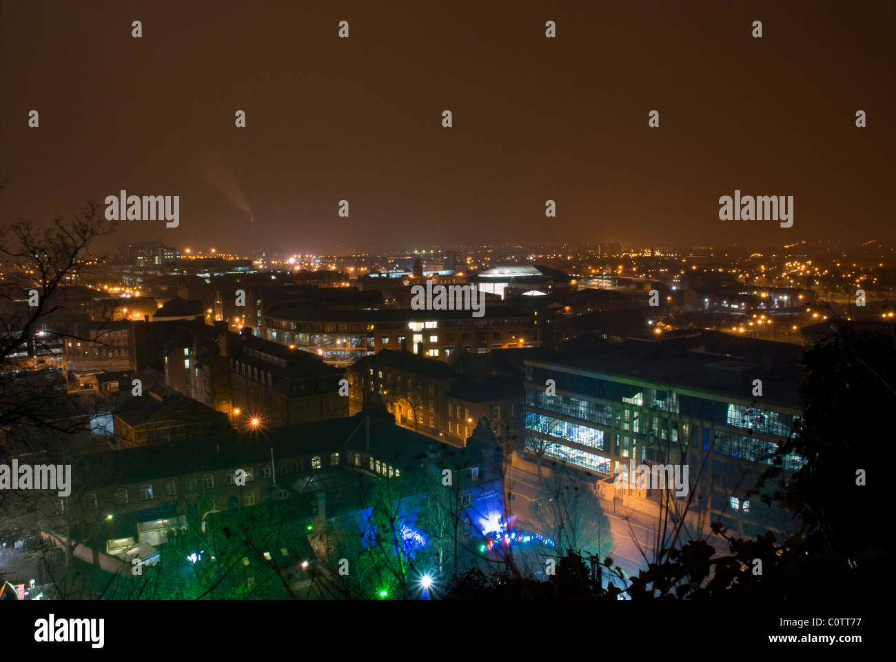 Nottingham City Skyline by Night, View from Castle Stock Photo - Alamy