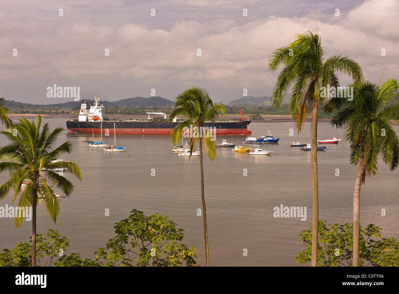 PANAMA CITY, PANAMA - Freighter passes marina at Amador Causeway, as it ...