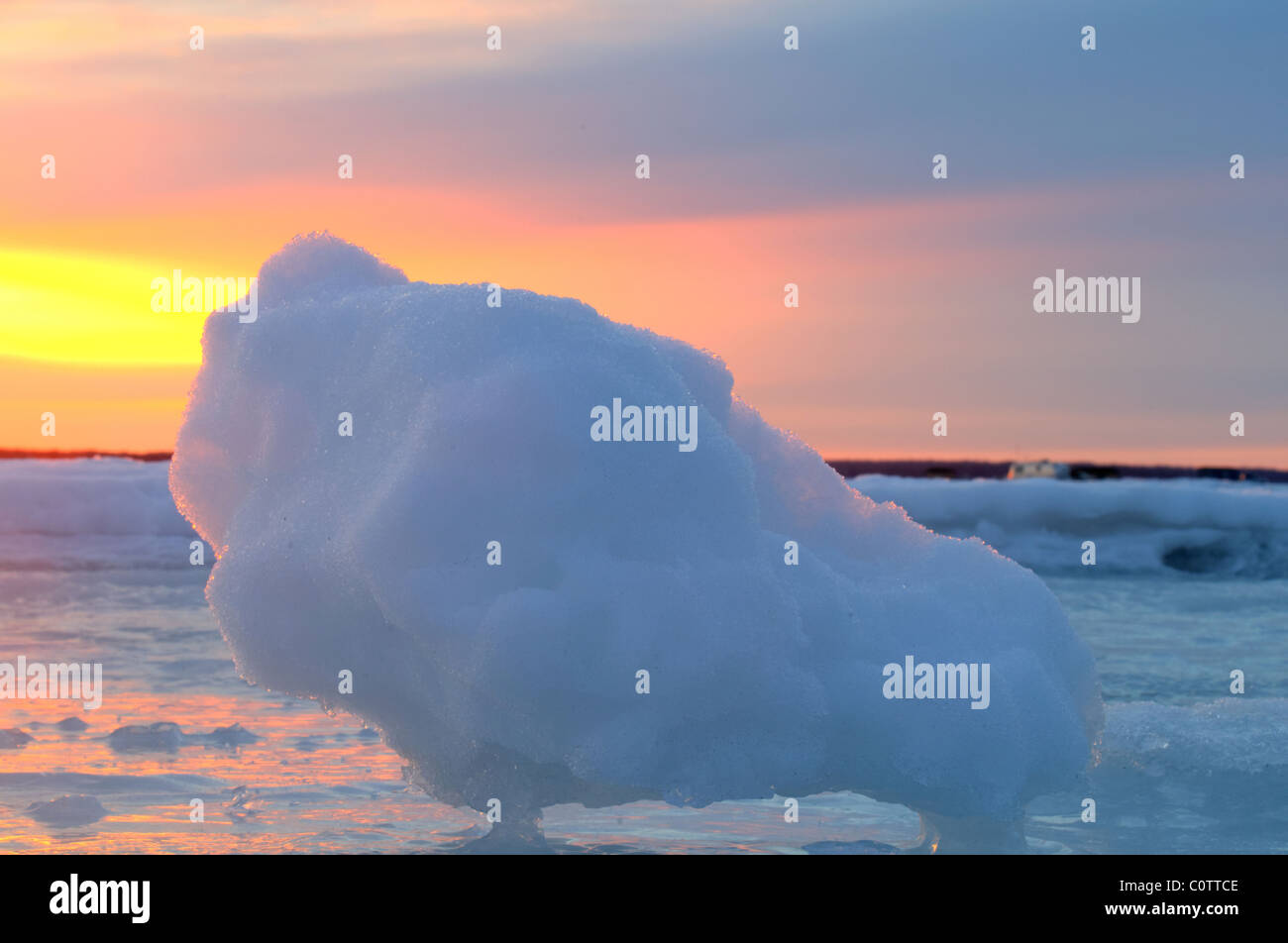 Sunset on ice Stock Photo - Alamy