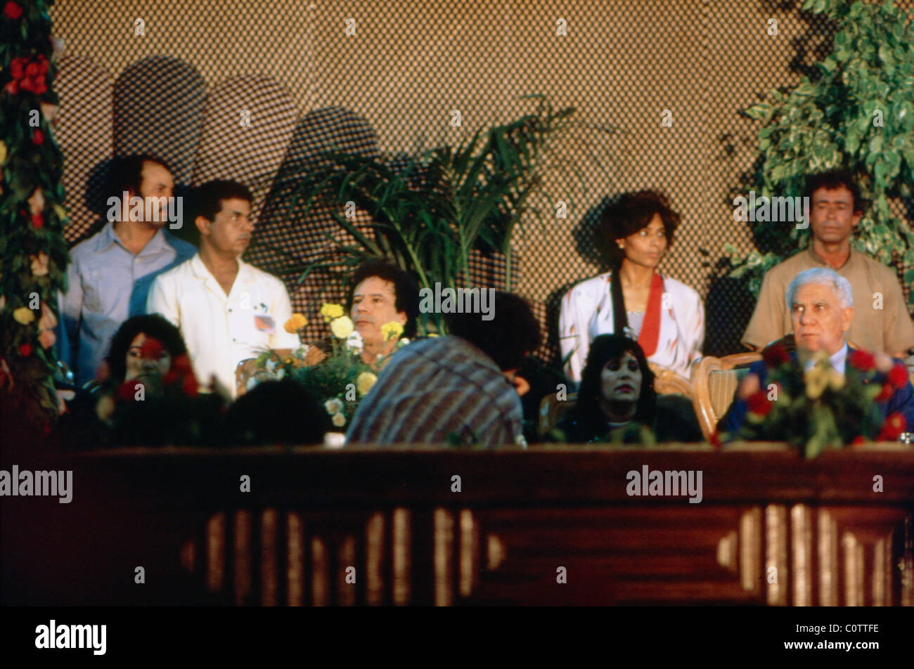 Libyan President Muammar Gaddhafi, and his family at a celebration in ...