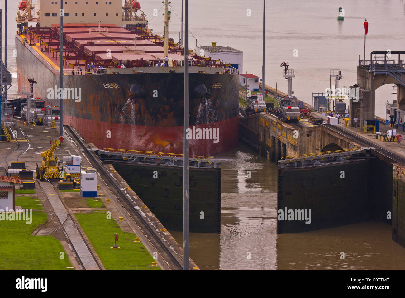 PANAMA - Ship at Miraflores Locks on the Panama Canal Stock Photo - Alamy