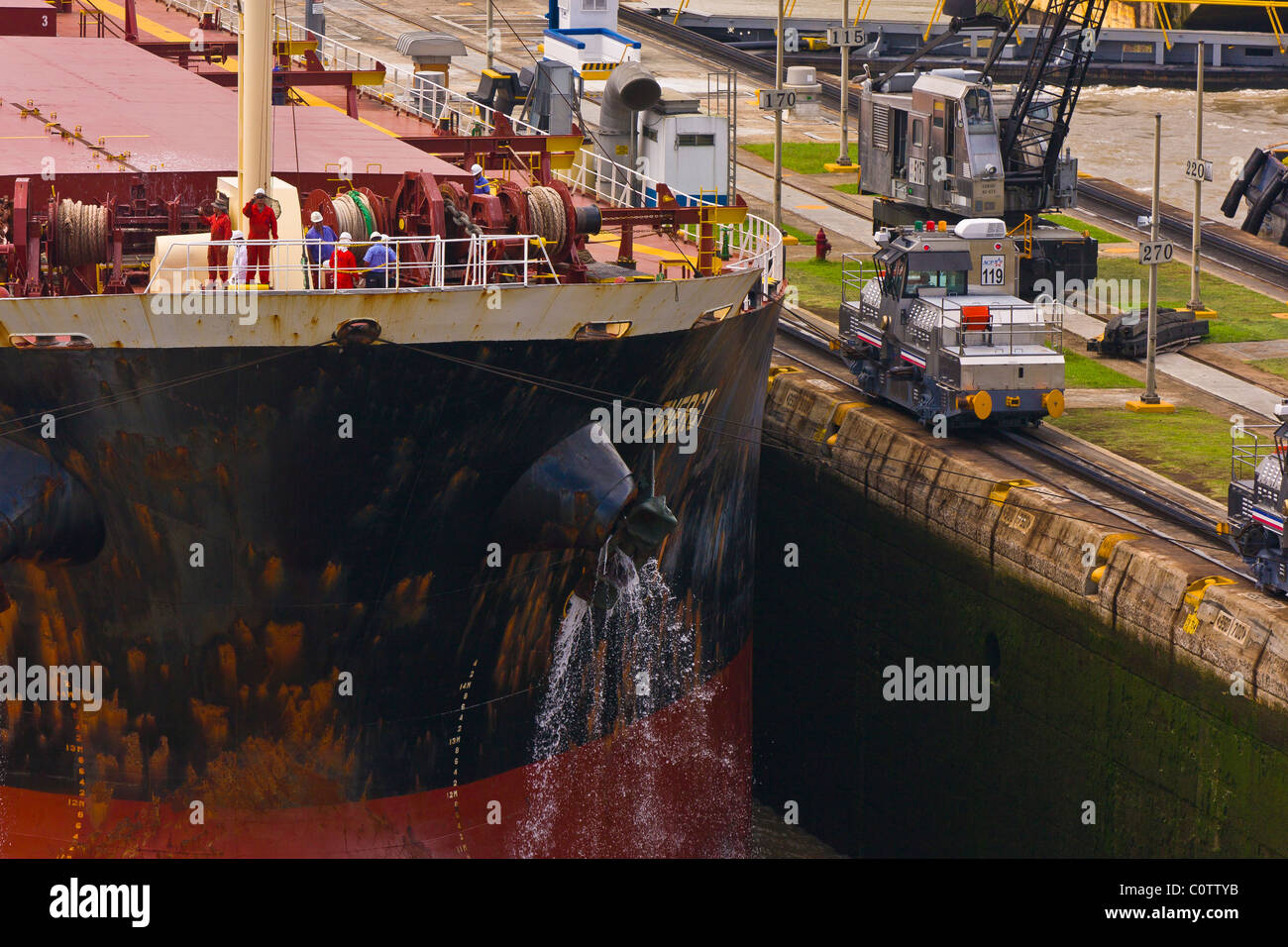PANAMA - Ship at Miraflores Locks on the Panama Canal Stock Photo - Alamy