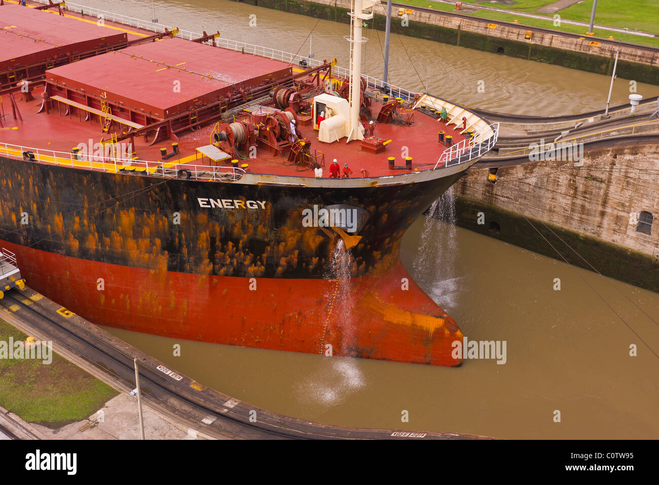 PANAMA - Ship at Miraflores Locks on the Panama Canal Stock Photo - Alamy