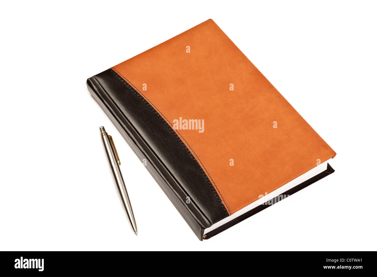 Notebook and pen on table Cut Out Stock Images & Pictures - Alamy