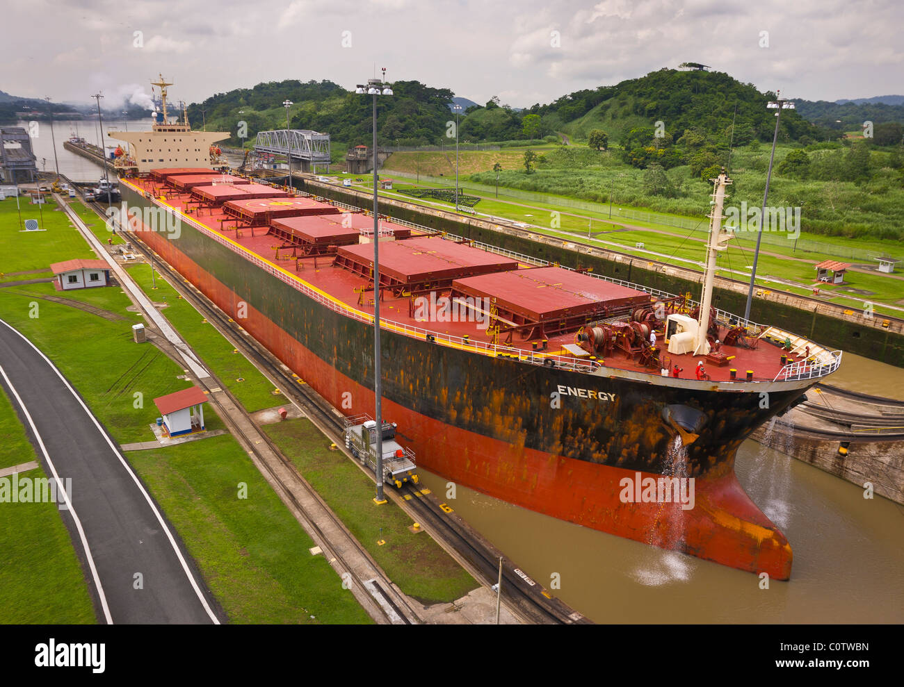 PANAMA - Ship at Miraflores Locks on the Panama Canal Stock Photo - Alamy