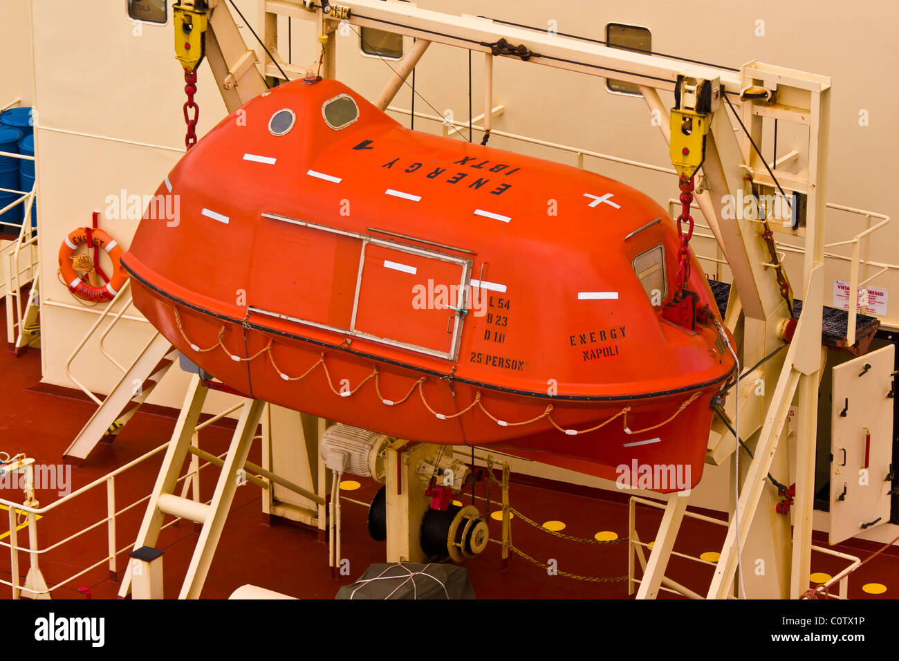 PANAMA - Lifeboat on ship on Panama Canal Stock Photo - Alamy